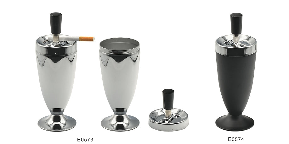 SPRING-OPERATED ASHTRAY WITH TALL GLASS – Floppypipe