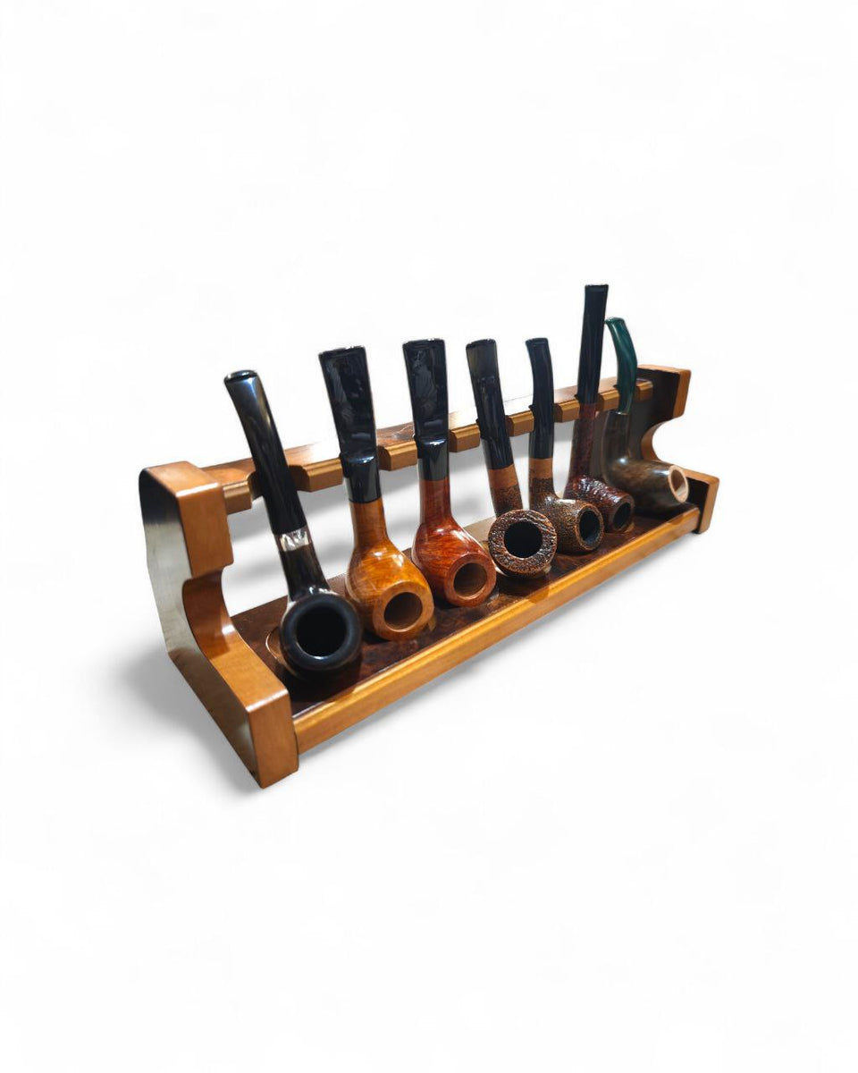 Lubinski Classic Walnut Pipe Rack - 7 Places, Second Hand – Floppypipe