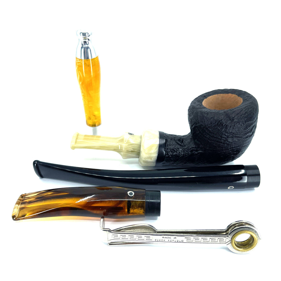 Sandblasted Talamona Mini Reverse Calabash pipe with 3 mouthpieces ...